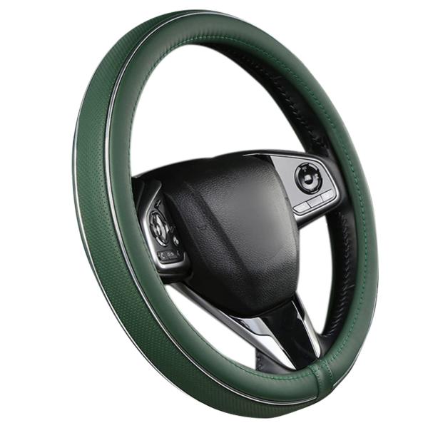 商品名: BubabyZZ 車用ハンドルカバー グリーン 滑り止め 通気性 快適 レザー カーアクセサリー シルバーの明るいバー付き レディース メンズ ユニバーサルプロテクター オールシーズン対応 15インチ ほとんどの車にフィット Bu...