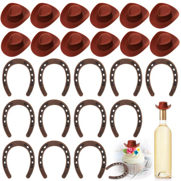 商品名:  Junkin 24 Pcs Western Theme Party Decorations Birthday Table Centerpieces Mini Horseshoes Cowboy Hats Wagon Wheel ...
