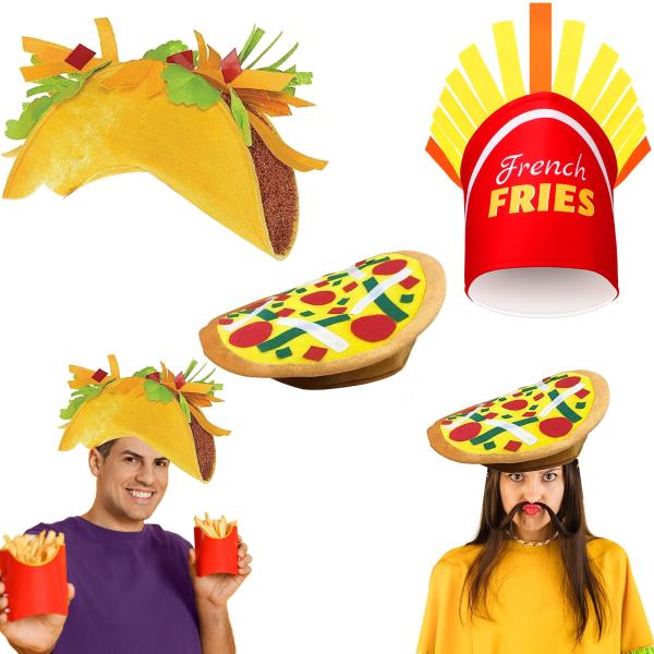 商品名:  Handepo 3 Pcs Pizza Hat Taco Costume Hat French Fries Food Hat, Crazy Hat Food Costume for Cinco De Mayo, Hallowee...
