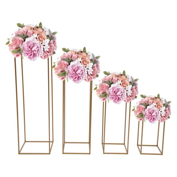 商品名:  BeiseYu 4 Pcs Wedding Flower Stand, Gold Metal Column Flower Stand, Table Wedding Geometric Centerpieces Vase for ...