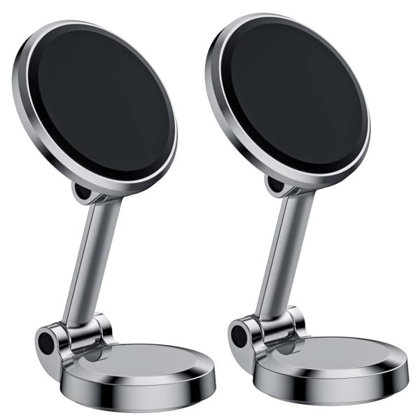 商品名: 車用磁気電話ホルダー 2個パック [アップグレード10個の強力な磁石] 合金製 折りたたみ式磁気車載電話ホルダーマウント 360度回転 ユニバーサルダッシュボード電話ホルダー 磁気カーマウント iPhone すべての携帯電話用 2...