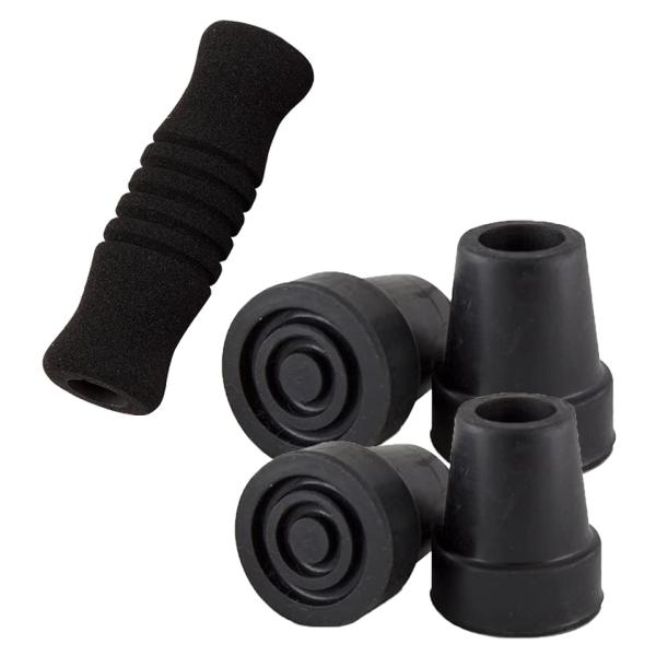 商品名:  Sky Med 1/2'' Shaft Small Base Quad Cane Revitalize Replacement Kit, Includes Four 1/2" Tips, One Black Soft Grip ...