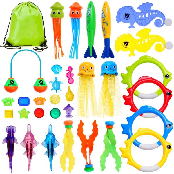 商品名:  Kimiangel Diving Pool Toys 32 Pack, Swimming Pool Toys for Kids Ages 6 and Up with a Storage Bag for Diving Compet...