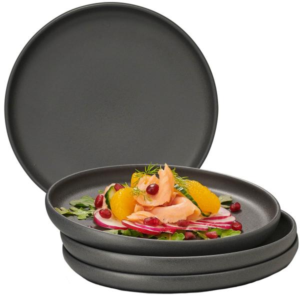 商品名:  Mesa Uno Ceramic Stoneware Dinner Plates Set of 4, Raised Rim Portuguese Ceramic Plates, Modern Simple Artisan Cer...