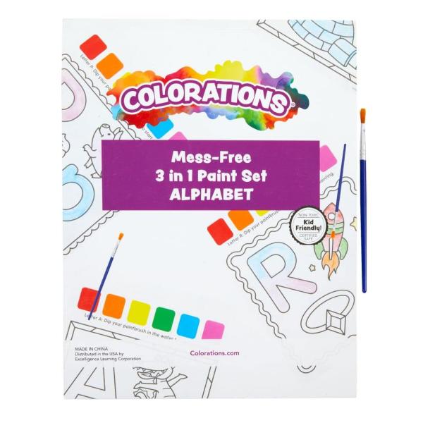 商品名: Colorations 散らからない3イン1アルファベットペイントセット ボーナスブラシ付き Colorations Mess-Free 3-in-1 Alphabet Paint Set - with Brush 8.5" W ...