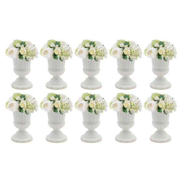 商品名:  Small White Vases for Centerpieces - 10 Pcs Metal Compote Vase, 9.1 Inch Trumpet Vase Urns, Wedding Centerpieces f...