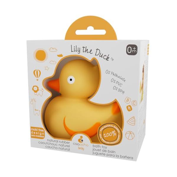 商品名:  CaaOcho Pure Natural Rubber Bath Toy - Rubber Ducky Lily The Duck Baby Toy - Hole Free Bath Toys, BPA Free Bath To...