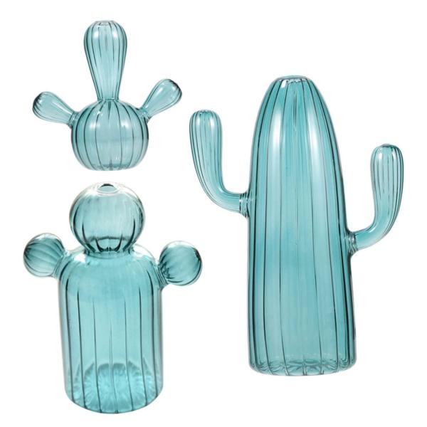 商品名:  3pcs Glass Vase Creative Cactus Vase Decors Hydroponic Flower Vase Aroma Bottle Decorations Glass Plant Container ...