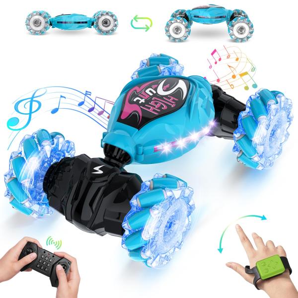 商品名: OSIMILY リモコンカー RCスタントカー ライト&amp;音楽 4WD 2.4GHz リモートコントロール ツイストカー (ブルー) OSIMILY Remote Control Car,2.4GHz LED Gesture...