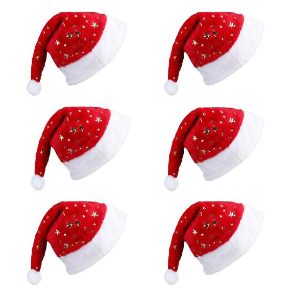 商品名:  KIMOBER 6PCS Christmas Santa Hat,Red Xmas Hat with Glitter Golden Five-pointed Stars Pattern for Kids Christmas Ne...