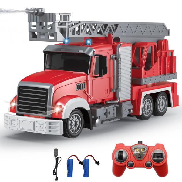 商品名: Leopmase リモートコントロール消防車 6チャンネル 電動RC消防車 建設玩具 ウォーターポンプライト付き 音の拡張可能なはしご 消防車 おもちゃ 男の子 ギフト Leopmase Remote Control Fire E...