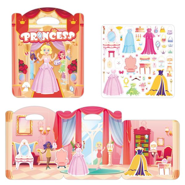 商品名: ポータブルゼリーステッカー 子供用 再利用可能なステッカーブック 子供 幼児 2-4 静かな忙しい本 就学前の学習活動 旅行 おもちゃ 女の子 男の子 誕生日プレゼント プリンセスステッカー AEAHALY Portable Je...