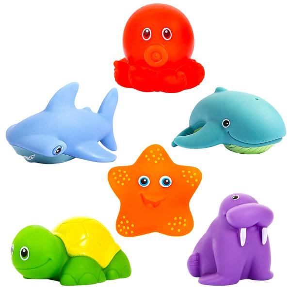 商品名:  Mold Free Baby Bath Toys for Toddlers 1-3/Infants 6-12-18 Months,6 Pcs No Hole No Mold Sea Animal Bathtub Toys for...