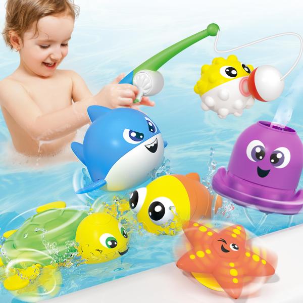 商品名: JOYIN Baby Bath Toy Set - Magnetic Fishing Toy with Fishing Rod, Mold-Free Soft Puffer &amp; Clown Fish, Spinning O...