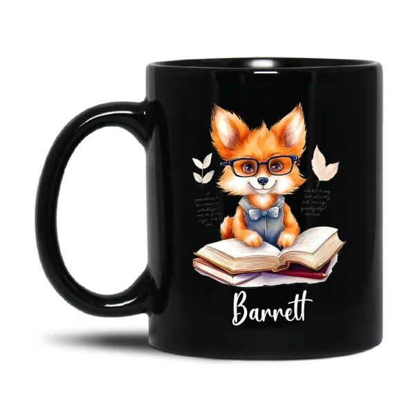 商品名:  Custom Fox Tea Mug With Fox Lover Name, First Day of School Pottery Cup, New Semester Ceramic Mug From Parent For ...