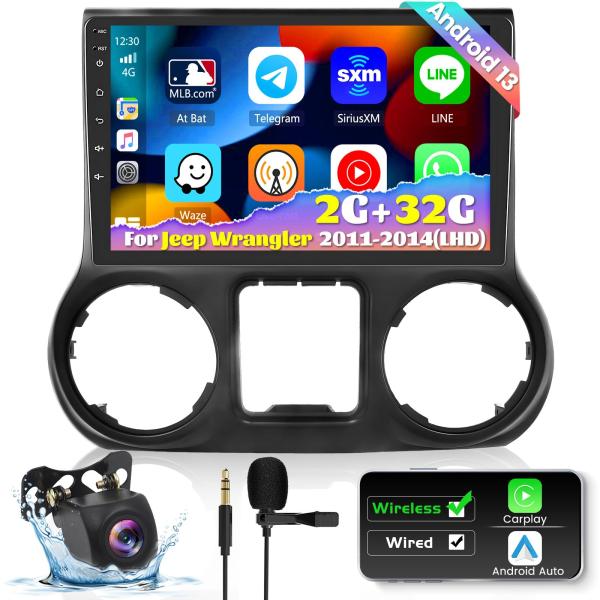 商品名:  Roinvou 2+32G Android CarPlay Stereo for 2011-2014 Jeep Wrangler(LHD), 10.1'' Touch Screen in-Dash GPS Navigation ...