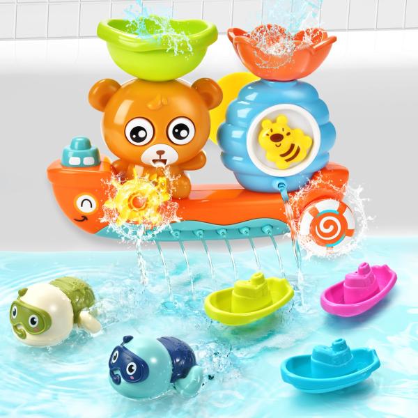 商品名: Bath Toys バスタブおもちゃ 浴室で遊ぶ so Happy 14 Baby Bath Toys Toddlers 1-3 Bear Kids Bath Tub Toys with 2 Turtle Swimming Win...