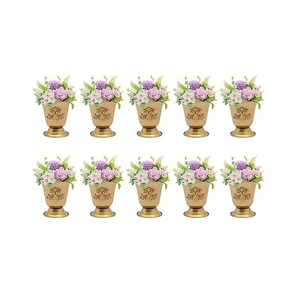 商品名:  10 Pcs Small Gold Wedding Centerpieces Vase Tabletop Metal Flowers Vases for Centrepieces 6.3 Inch Height Flowers ...