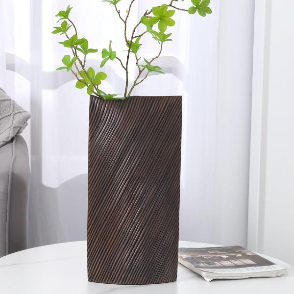 商品名: Leewadee 小さな床の花瓶 ? ハンドメイドフラワーホルダー 樹脂製 洗練された器 装飾的な枝やドライまたは生花用 16インチ ブラウン Leewadee - Brown Floor Vase for Pampas Gras...