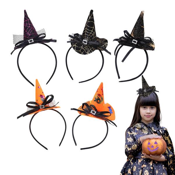 商品名:  FMOYSIEN 5 PCS Halloween Witch Hat Headbands Halloween Headbands Pumpkin Spider Web Headband for Women Halloween C...
