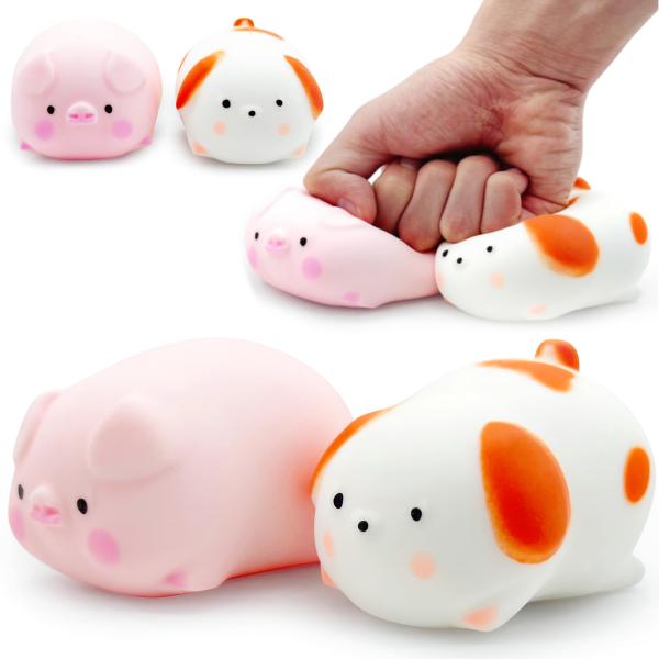 商品名: ZTATU スクイーズピッグ(ファミリーエディション) Squishy Dog &amp; Splash Piggy Stress Balls for Kids Squishy Ball Fidget Toys (2-Pack) ...