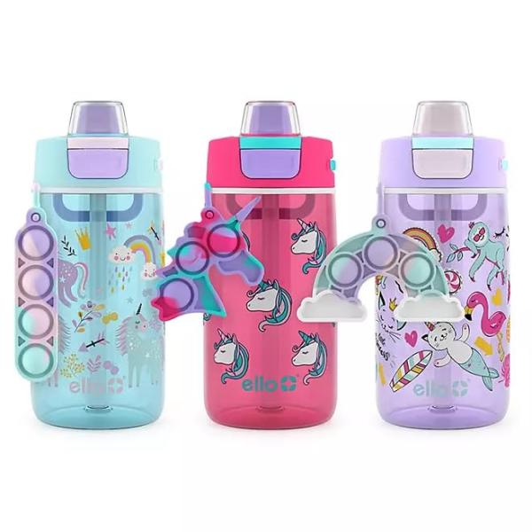 商品名:  Ello Colby Pop! 14oz Tritan Kids Water Bottle with Fidget Toy, 3-Pack (Sky High)ブランド: Ello商品サイズ: 3 Count (Pack of ...