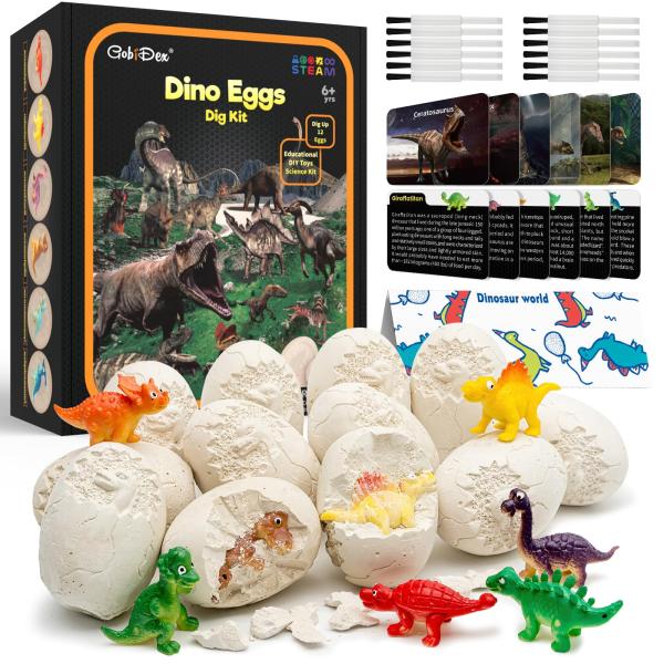 商品名:  Dinosaur Eggs Excavation Dig Kit for Kids 5-7,12 Surprise Dinasaurs Toys for Easter Day,Fossil Archaeology Educati...