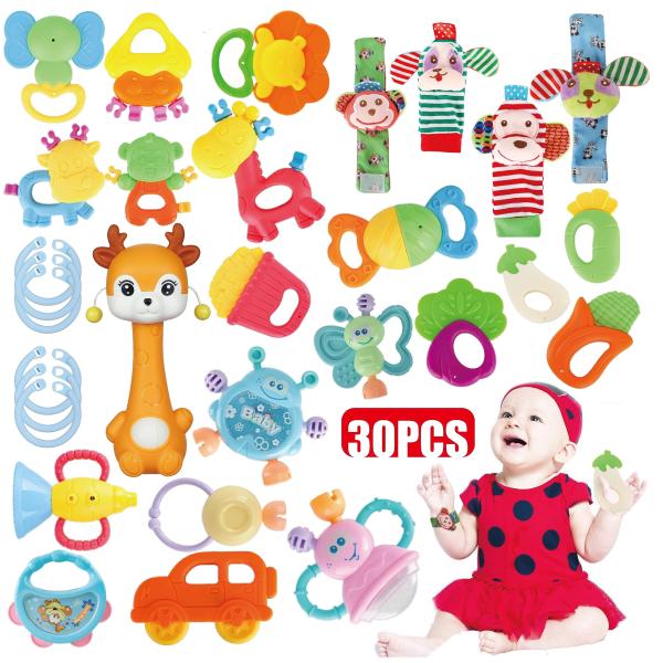 商品名:  Cocurb 30 Pcs High Contrast Baby Toy Gift Set for Infants - Rattles, Teething Toys &amp; Wrist Socks - Suitable fo...