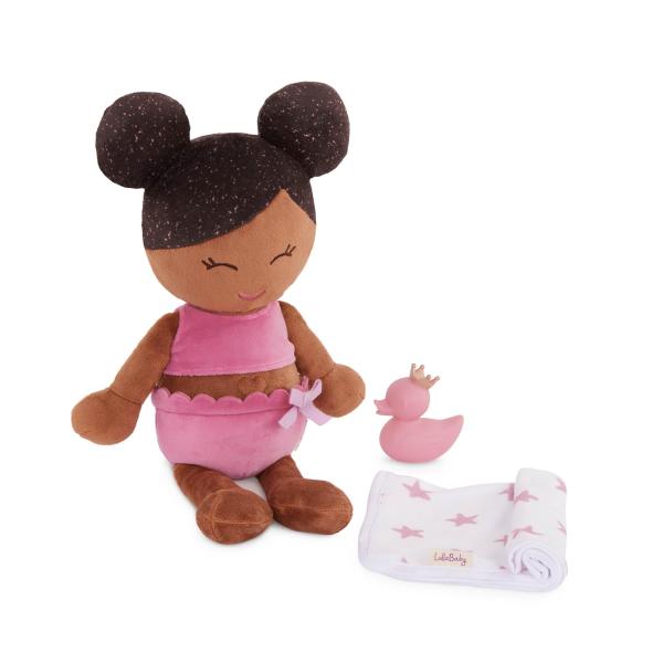商品名:  LullaBaby ? 14-inch Water-Safe Bath Doll ? Warm Skin Tone &amp; Dark-Brown Hair ? Toddler Bath Toys ? Towel &amp; ...