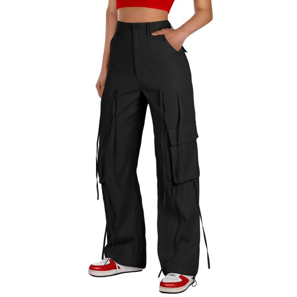 商品名:  Blooming Jelly Women's Cargo Pants Y2K High Waist Parachute Pants Straight Wide Leg Baggy Pants with Multiple Pock...