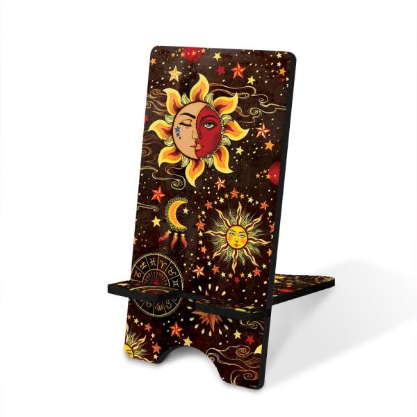 商品名: FINCIBO 携帯電話スタンドホルダー デスク用 充電スタンド すべてのスマートフォン用 オフィスデスクトップアクセサリー iPhone 14 13 12 Androidスマートフォン対応 - 天の太陽 月 星, STANDHO...