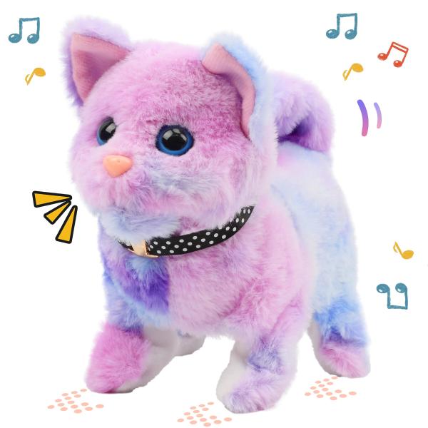 商品名:  Easfan Walking Kitty Stuffed Animal Interactive Rainbow Cat Meowing Tail Wagging Head Nodding Educational Plush To...