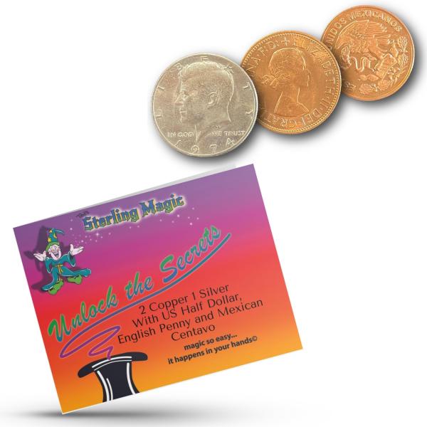 商品名: Ted's Sterling Magic 2 銅 1 シルバートリック アメリカ合衆国半ドル イングリッシュペニー メキシカンセンタボ Ted's Sterling Magic 2 Copper 1 Silver Trick wi...