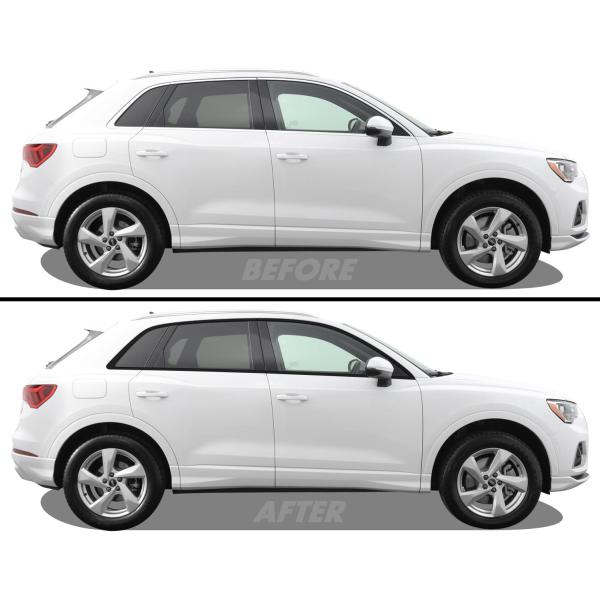 商品名: SlickMod クローム削除ブラックアウトビニールオーバーレイ 2019-2023 アウディ Q3 ウィンドウトリム (グロスブラック) SlickMod Chrome Delete Blackout Vinyl Overlay...