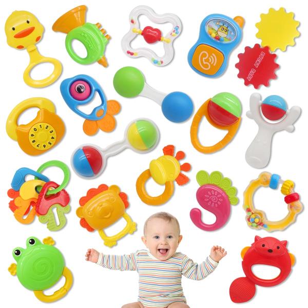 商品名:  Qizebaby 21PCS Baby Rattles Toys Set, Baby Toys 3-6 Months, Infant Grab and Shake Rattle, Sensory Teether, Music L...