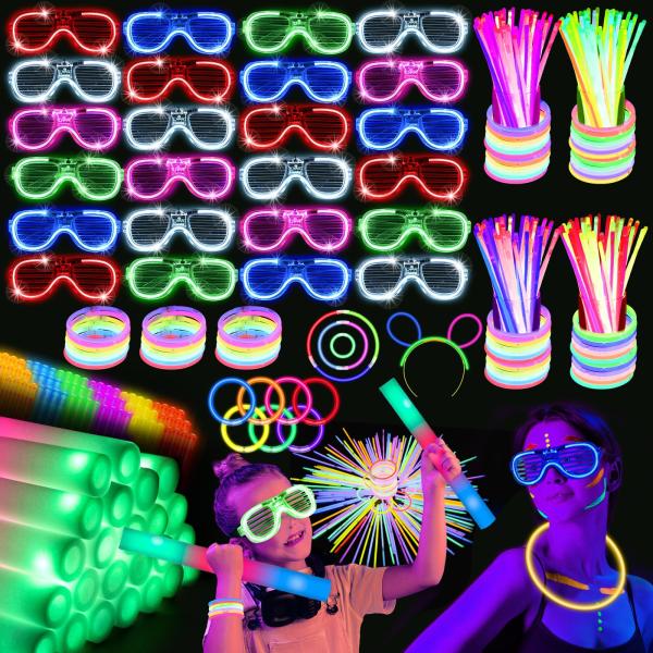 商品名: SHQDD 暗闇で光るパーティー用品 24個 フォームグロースティック24個 LEDグラス24個 グロースティックブレスレット200個 ネオンパーティーの記念品 グローパーティー 結婚式 コンサート レイブ 誕生日に SHQDD ...