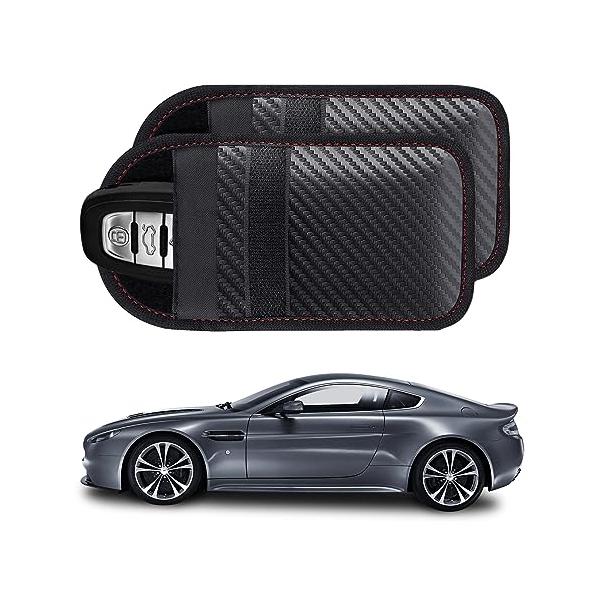 商品名: Kewucn 2パック ファラデーバッグ キーフォブ用 RFID信号遮断キーフォブプロテクター ハッキング防止ファラデーケージ カーボンファイバー盗難防止 カーキー ファラデーポーチ プレミアムカーキーセーフプロテクター (M) ...