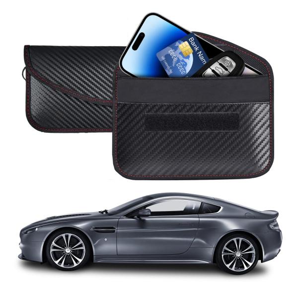 商品名: Kewucn 2パック ファラデーバッグ キーフォブ用 RFID信号遮断キーフォブプロテクター ハッキング防止ファラデーケージ カーボンファイバー盗難防止 カーキー ファラデーポーチ プレミアムカーキーセーフプロテクター (大) ...