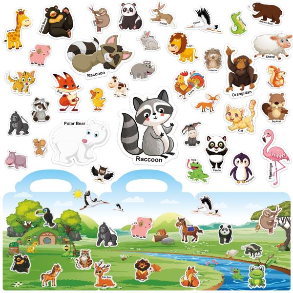 商品名:  211 PCS Animals Reusable Sticker Books for Kids 2-4, 6 Sheets Reusable Stickers for Toddlers 1-3, Cute Waterproof ...
