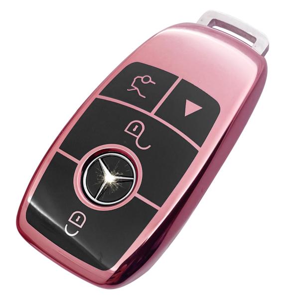 商品名: 創造性 メルセデス・ベンツのキーケースに適した高度なソフトTPUキーボックスは、CLS CLA GLA AMG A C E S G GLC GLE GLS M スマートリモートキー (ピンクキーカバー(モデルB)) と互換性があり...