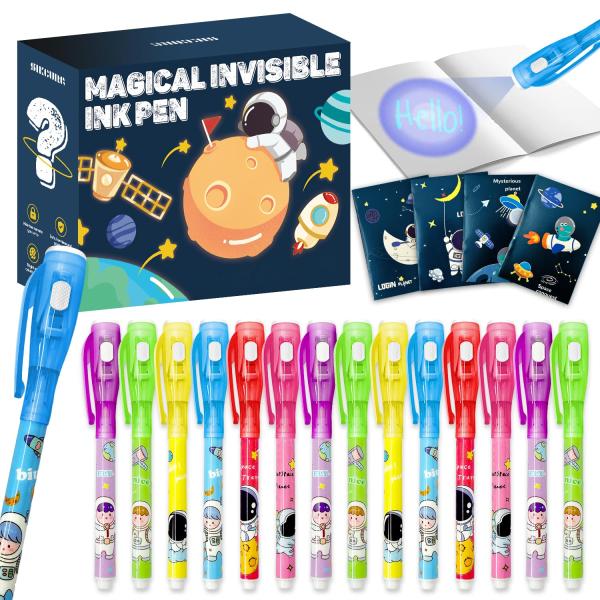商品名: Sikcurg インビジブルインクペン Sikcurg Invisible Ink Pen with UV Light and Notebook 24PCS Astronaut Theme Spy Pens Magic Disap...