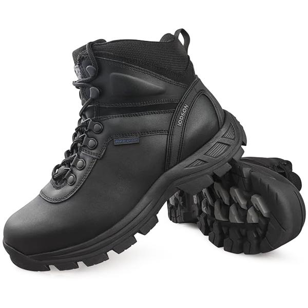 商品名:  IODSON Men's Mid Genuine Leather Hiking Boots Puncture-Resistant Leather Outdoor Trekking Boots Black 9.5ブランド: IOD...