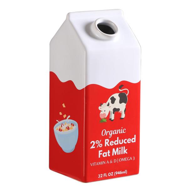 商品名: Martage セラミック花瓶 ファンキーな花瓶 かわいい花瓶 ユニークな花瓶 装飾花瓶 モダンな農家の花瓶 花 リビングルーム 本棚/ベッドルーム ダイニングテーブル(ミルクカートン) Martage Ceramic Vase,...