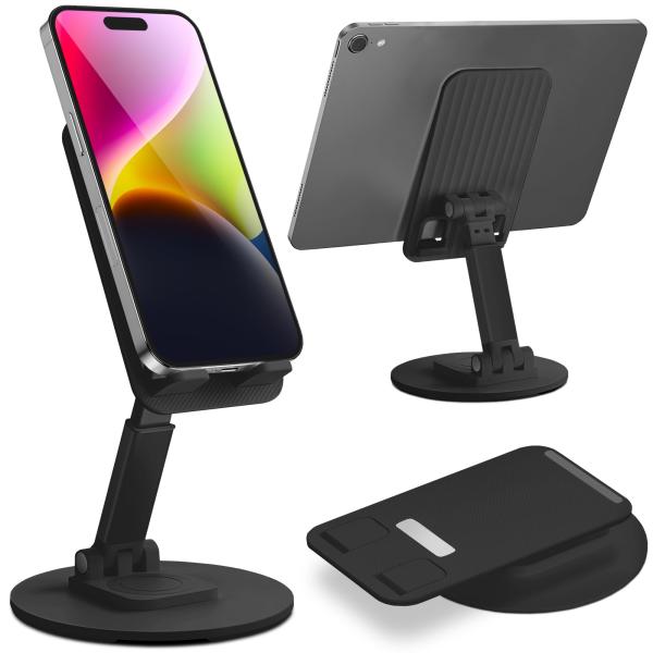商品名: Empire 折りたたみ式携帯電話スタンド デスク用 ? 高さ調節可能な金属製携帯電話スタンド 360°回転ベース - 携帯電話ホルダー すべてのiPhoneとAndroidスマートフォンに対応 (ブラック) Empire Fol...