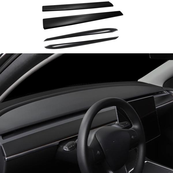 商品名:  Dash Wrap Front Door Panel Trim for Tesla Model Y and Model 3 2020 2021 2022 2023 Dashboard Cover(Matte Black)ブランド...
