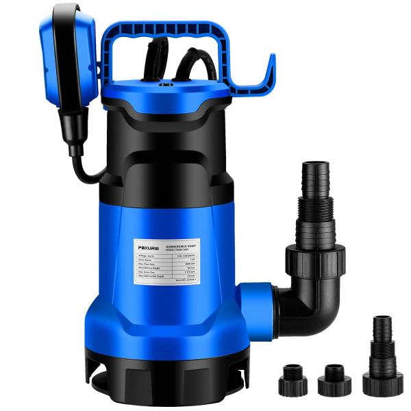 商品名: 自動水中ウォーターポンプ POXURIO Automatic Sump Pump, 1HP 5000GPH Submersible Sump Pump with Float Switch, 750W Utility Water P...
