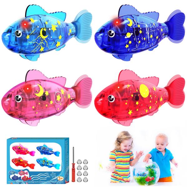 商品名: CEARKTIY ロボット魚のおもちゃ 子供用ギフト ロボット水泳魚おもちゃ LEDライト付き水中で活性化するおもちゃ お風呂のおもちゃ 水泳ロボット 魚のお風呂のおもちゃ スイミングプールおもちゃ (4個) CEARKTIY R...