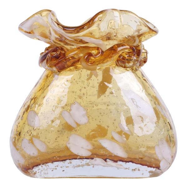 商品名:  5.91" H Hand-Blown Artisan Glass Vase in Money Bag Design,Multicolored,Ideal for Floral Arrangements or Unique Hom...