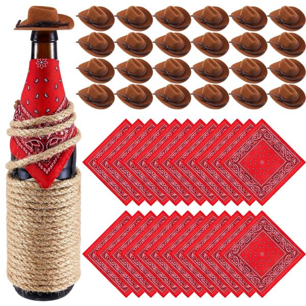 商品名:  Hercicy 48 Pcs Mini Cowboy Hat for Crafts Mini Cowgirl Hat with Red Bandana Set, Cowboy Theme Party Decorations Pa...