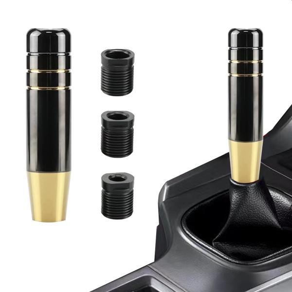 商品名: カーギアシフトノブカバー ブラックゴールドシフトレバー カーシフトヘッドノブ アルミニウム合金カーギアレバースティックシフターハンドル シフトノブアダプター ほとんどの自動車のマニュアル車に対応 (7インチ) Car Gear S...